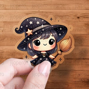 Halloween PNG, Cute Witch Digital Art, Kawaii Witch Clipart, Halloween ...