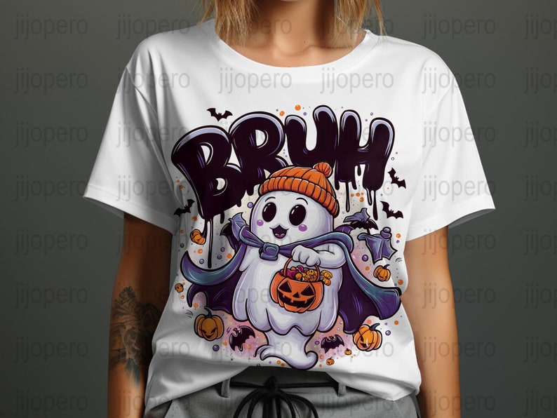 Halloween PNG, Bruh Cute Ghost With Candy, Digital Download, Spooky ...