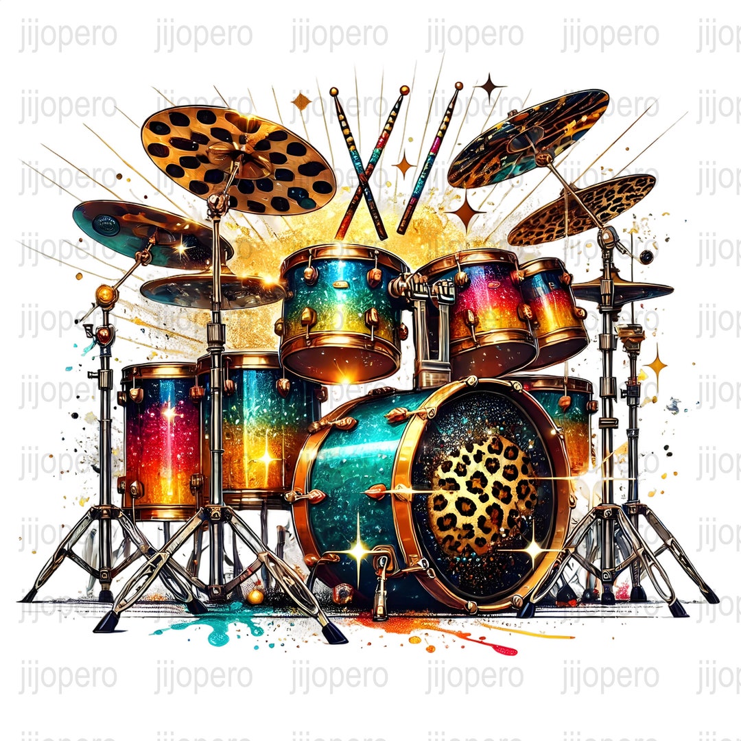 Colorful Abstract Drum Set Artwork PNG, Digital Download, Music Studio ...