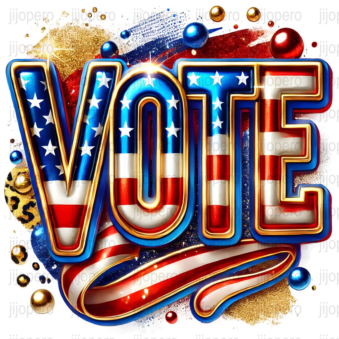 Patriotic Vote Text PNG, Red White Blue Digital Download, Election Day ...