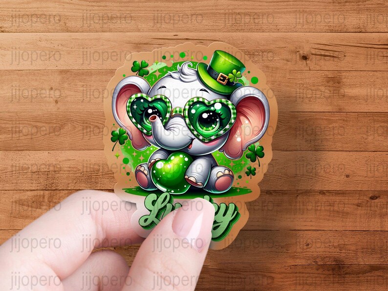 St. Patricks Day PNG Elephant With Clover Glasses, Cute Lucky Digital ...