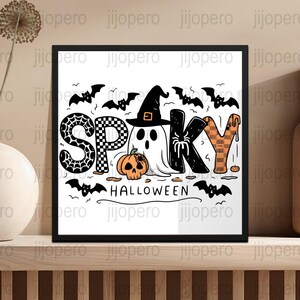 Spooky Halloween Art Print Digital Download, Halloween Decor PNG ...