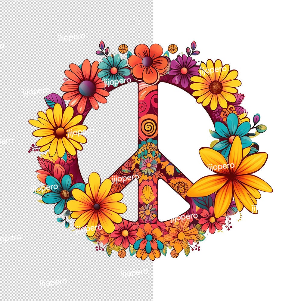 Hippie Flower Png Peace Sign Png Digital Download - Etsy