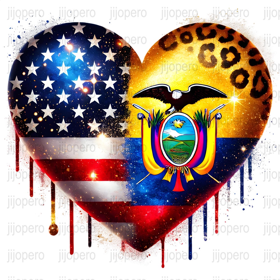 American Heart Latin American Heart Png, Usa Ecuador Heart PNG, Dual ...