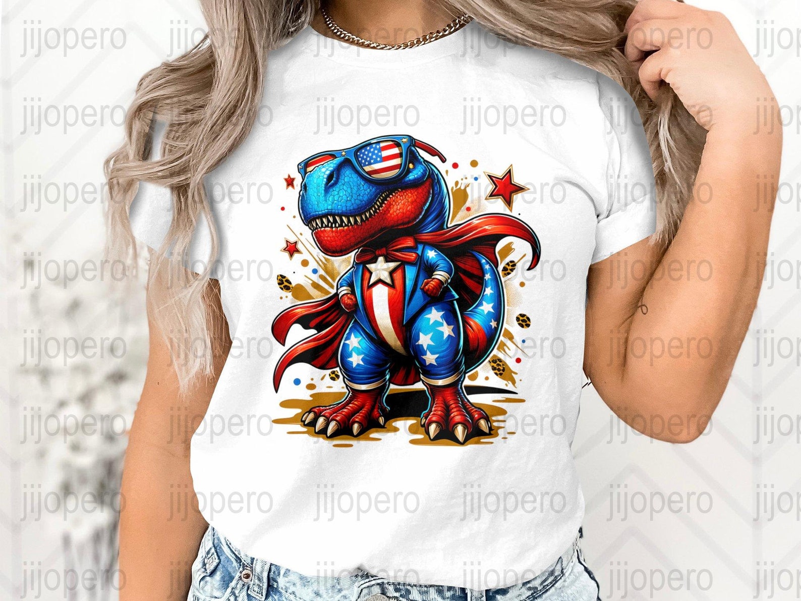 Patriotic Dinosaur PNG, 4th of July Digital Download, T-rex USA Flag ...