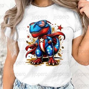 Patriotic Dinosaur PNG, 4th of July Digital Download, T-rex USA Flag ...