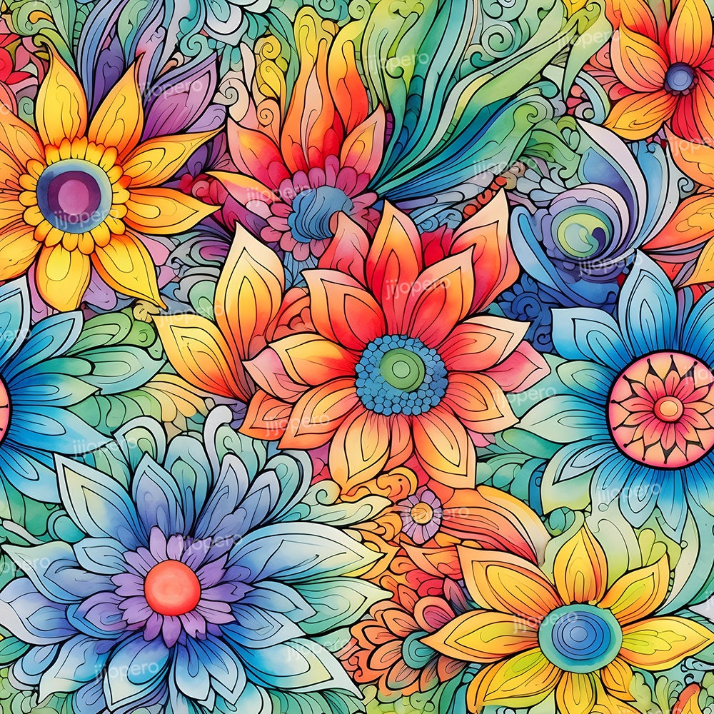 Scrapbook Paper, Groovy Digital Paper, Hippie Textures, Groovy Retro ...