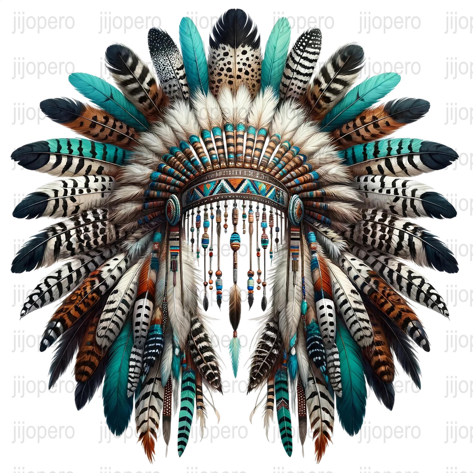 Native American Headdress Digital Art, Printable Boho Wall Decor ...