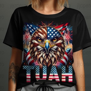 Patriotic Hawk Tuah PNG, American Flag Eagle, 4th of July Digital Art ...