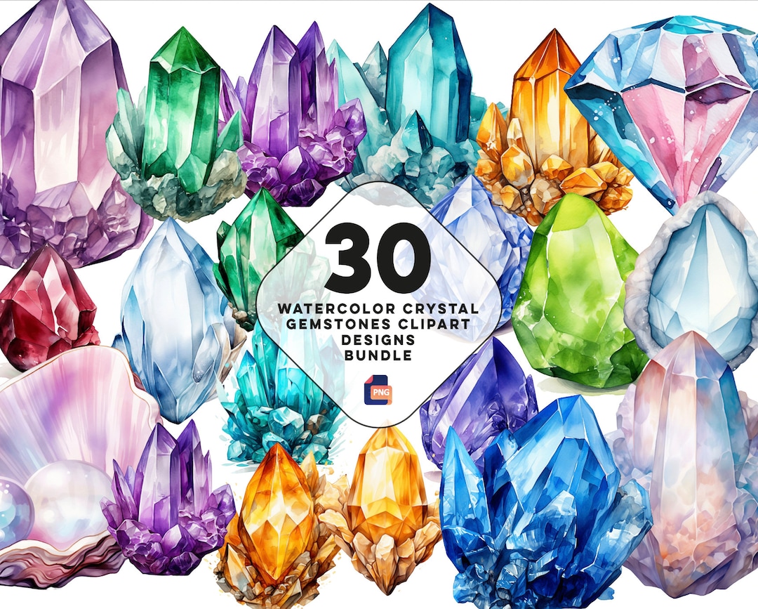 Crystals Gemstones Clipart Instant Download Mineral Digital Clipart ...
