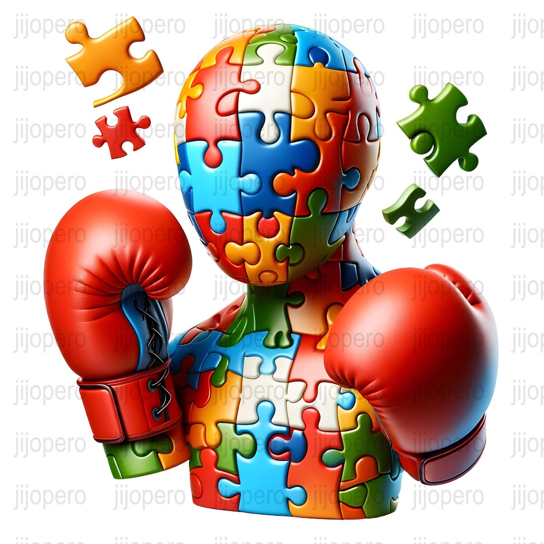 Autism Awareness PNG, Puzzle Piece Fighter, Digital Download, Inclusive ...