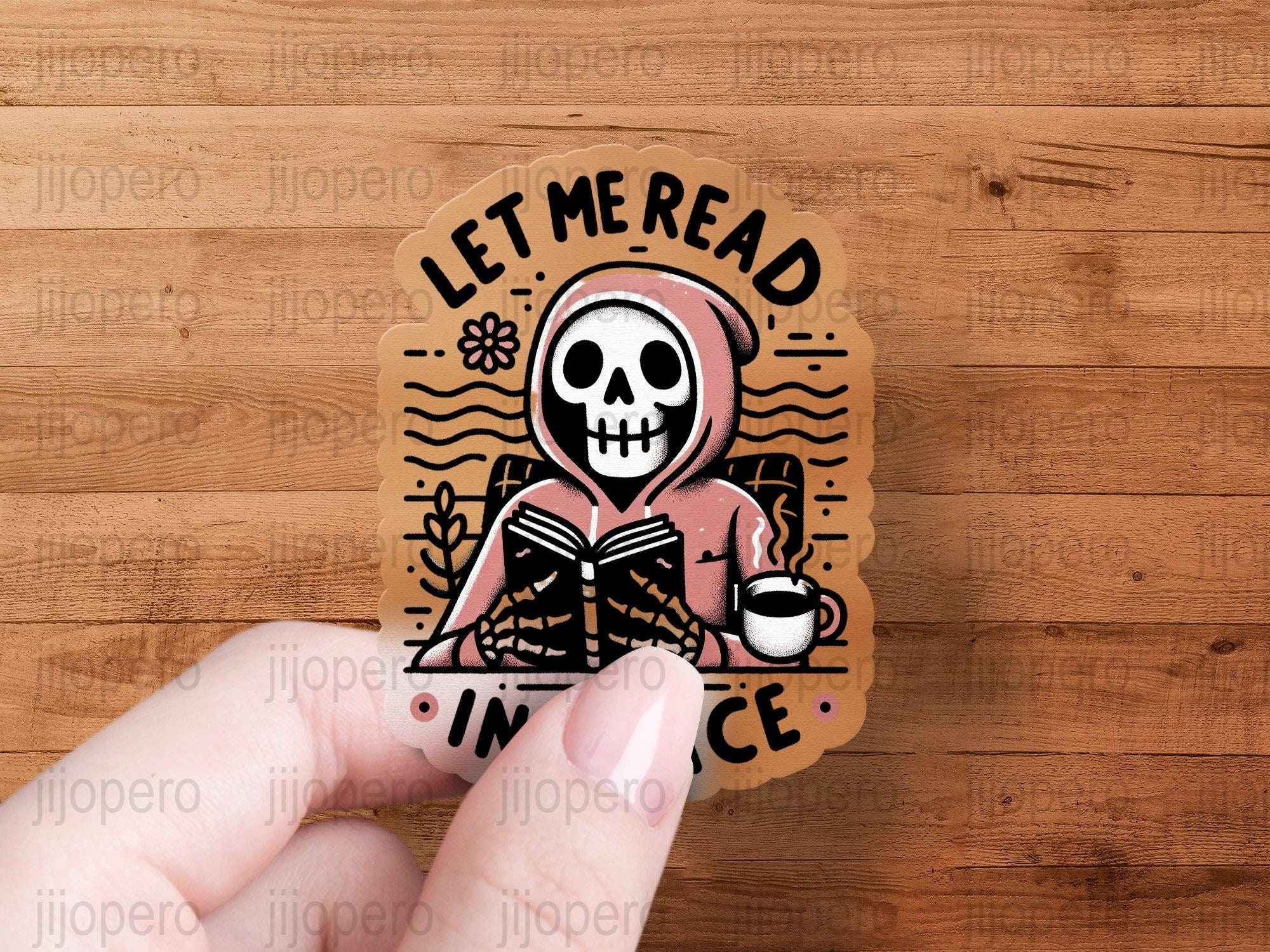 Skull Reading Book Art, Let Me Read in Peace PNG, Digital Download ...