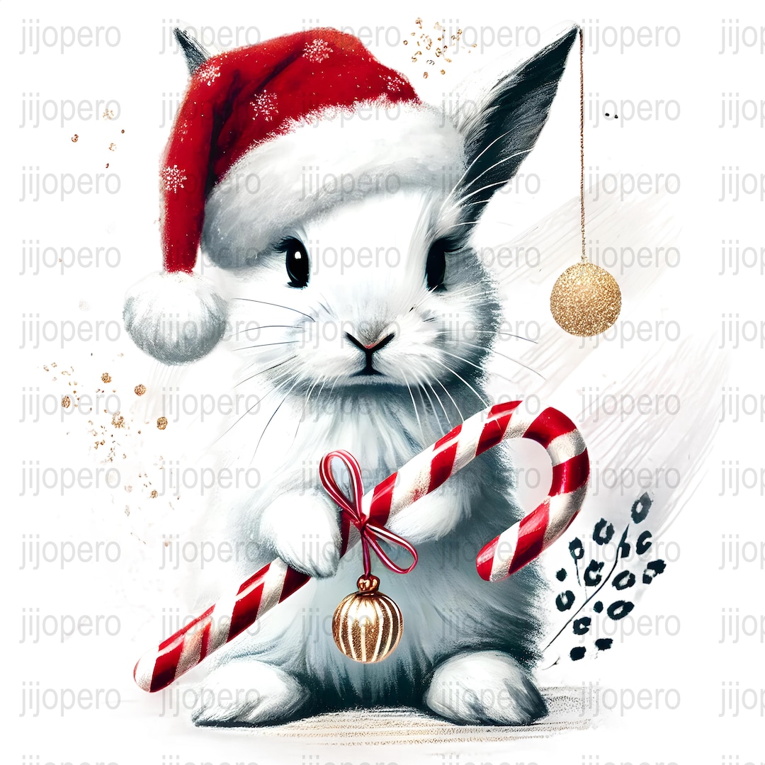 Cute Christmas Bunny Art PNG, Holiday Rabbit Clipart, Xmas Bunny ...