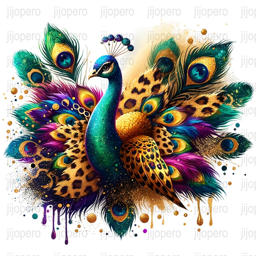 Colorful Peacock Art PNG, Digital Download, Vibrant Peacock ...