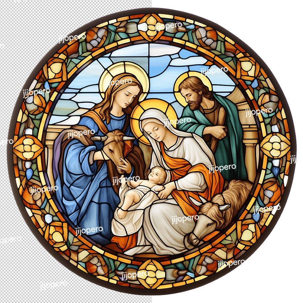 Stained Glass Nativity Scene Clipart Baby Jesus Nativity Stained Glass ...