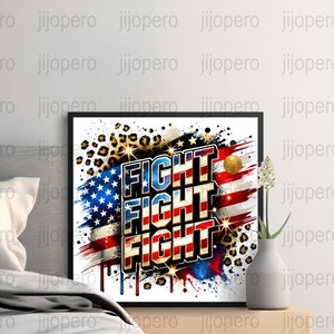 Fight Fight Fight PNG, Patriotic USA Flag Design With Stars and Glitter ...