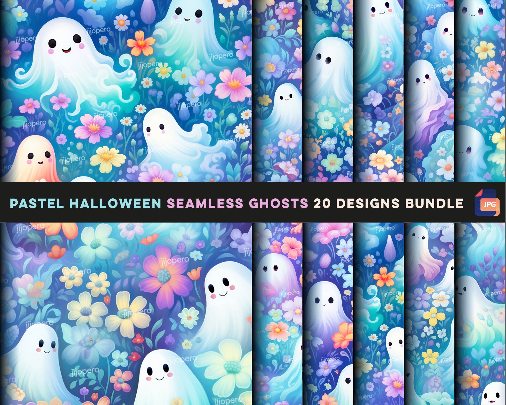Creepy Cute Halloween Seamless Cute Halloween Digital Paper Commercial ...