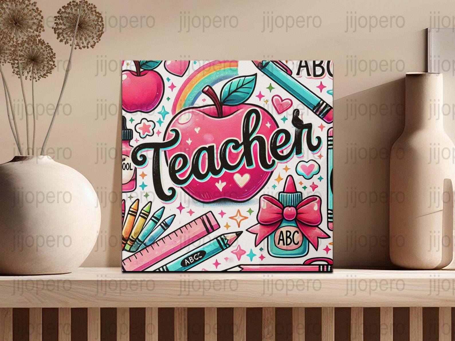 Back to School PNG, Teacher Apple Rainbow Pencils Digital Clipart ...