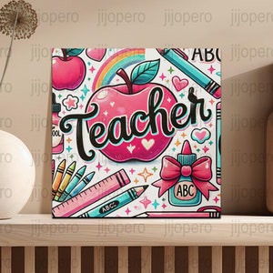 Back to School PNG, Teacher Apple Rainbow Pencils Digital Clipart ...