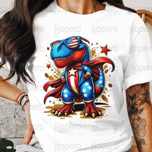 Patriotic Dinosaur PNG, 4th of July Digital Download, T-rex USA Flag ...