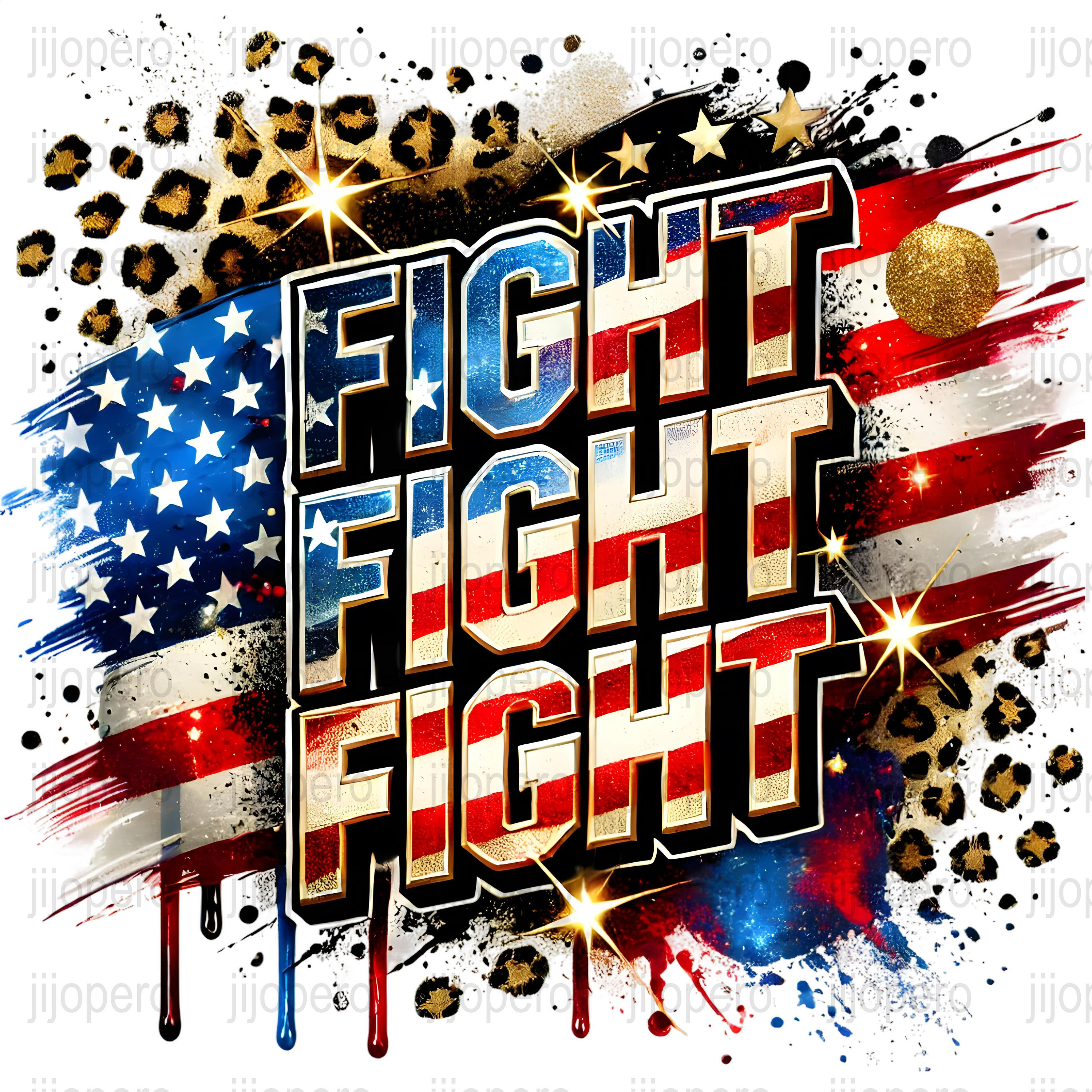Fight Fight Fight PNG, Patriotic USA Flag Design With Stars and Glitter ...
