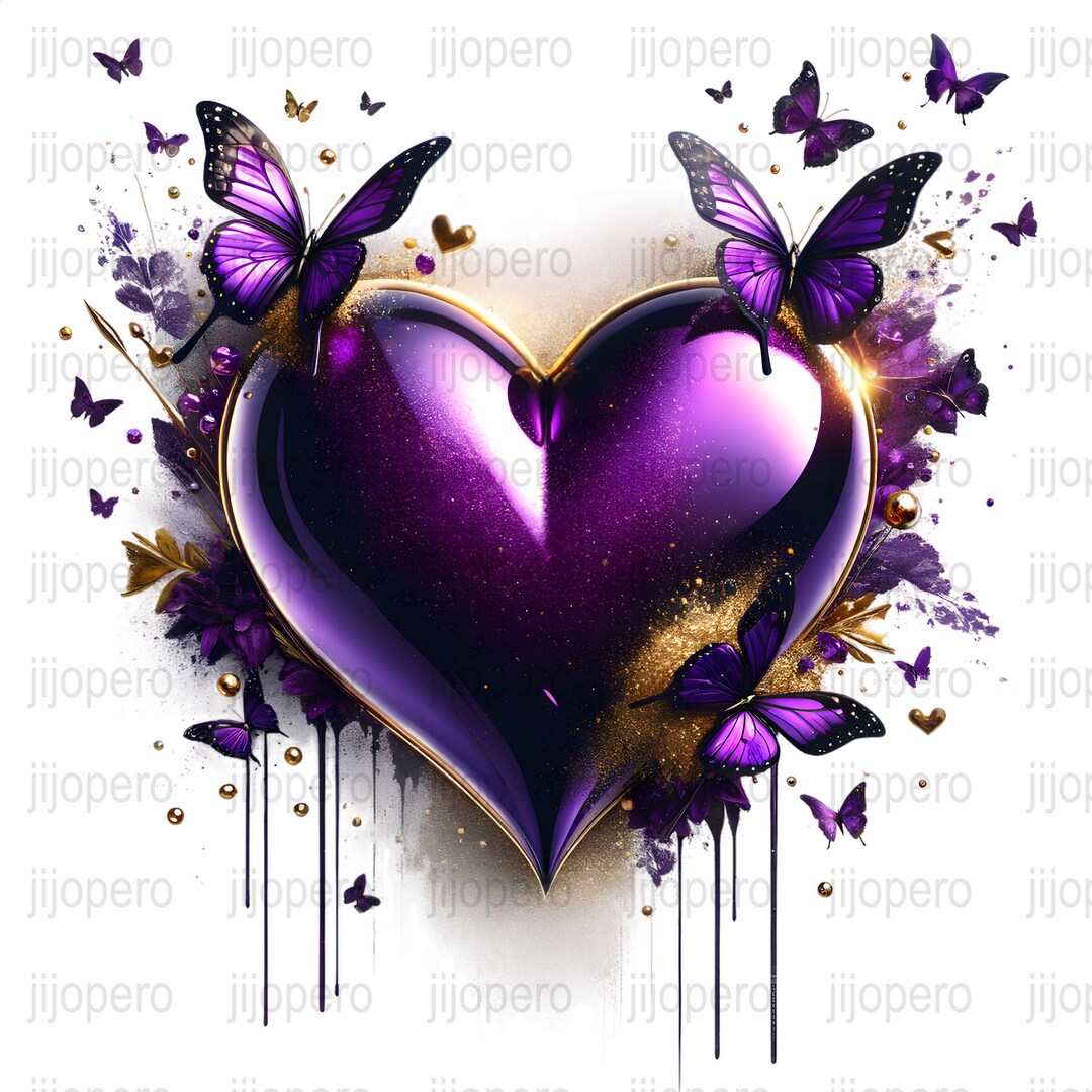 Lupus Awareness PNG, Purple Heart Butterfly Art, Digital Download ...