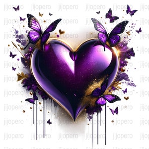 Lupus Awareness PNG, Purple Heart Butterfly Art, Digital Download ...
