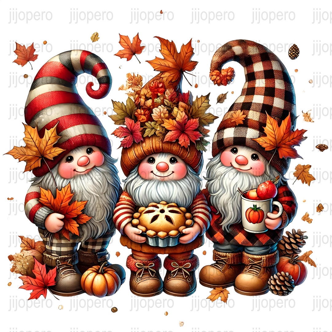 Thanksgiving Gnomes Clipart, Autumn Gnome PNG Bundle, Fall Harvest ...