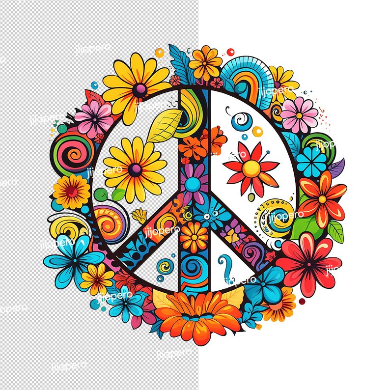 Hippie Flower Png Peace Sign Png Digital Download Instant Download 80S ...