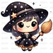 Halloween PNG, Cute Witch Digital Art, Kawaii Witch Clipart, Halloween ...