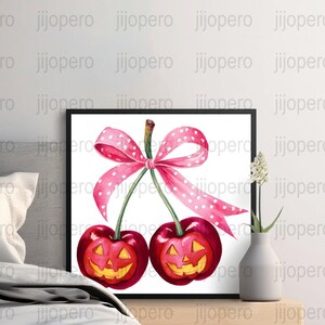 Halloween Cherries Digital Art, Spooky Cherry PNG Illustration ...
