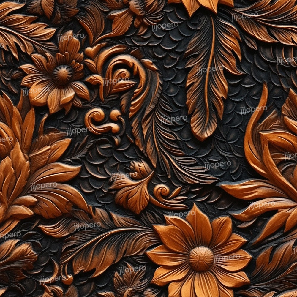 Western Tooled Leather Floral Pattern Jpg Digital Download Seamless ...