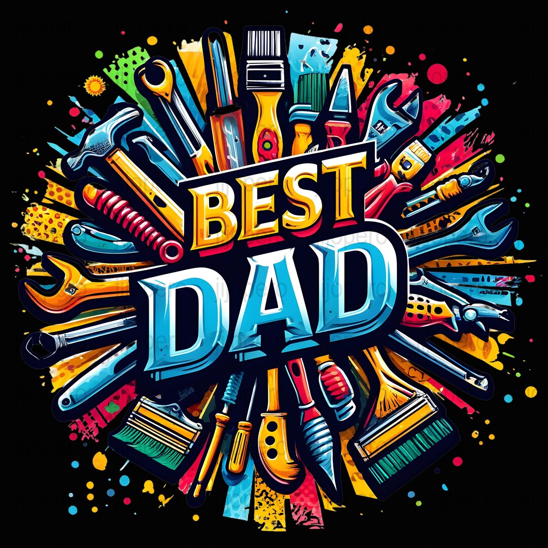Best Dad Colorful Tools Digital PNG, Father's Day Gift, Printable ...