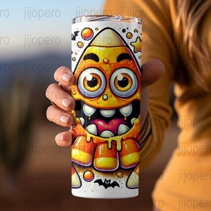 Halloween Candy Corn Monster Digital Art PNG, Colorful Spooky Printable ...