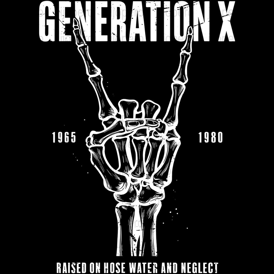 Gen X Skeleton Hand Sign Digital Art PNG, Vintage 1965-1980 Raised on ...