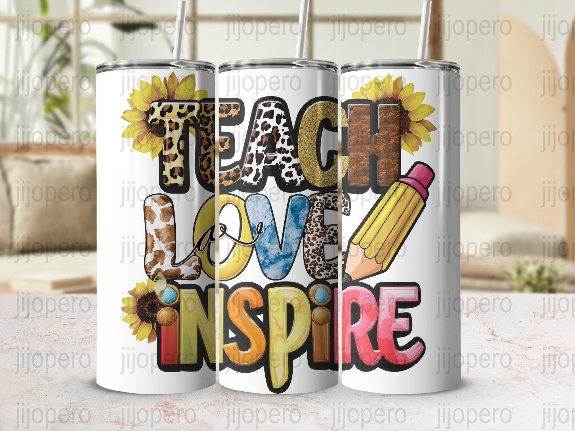Teacher PNG, Teach Love Inspire Digital Download, Sunflower Leopard ...