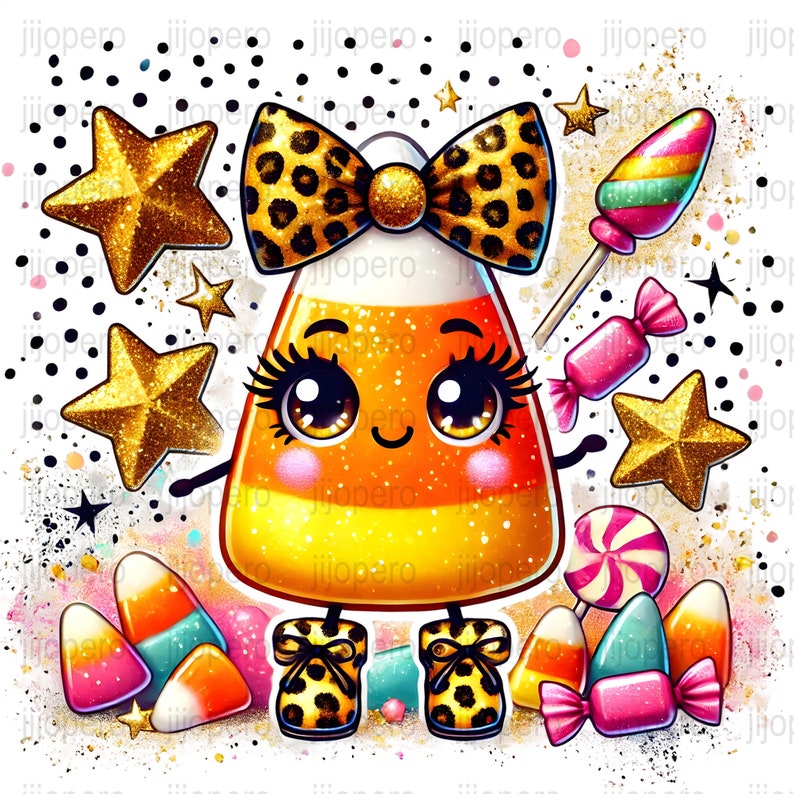 Halloween PNG, Cute Candy Corn Clipart, Kawaii Halloween Digital ...