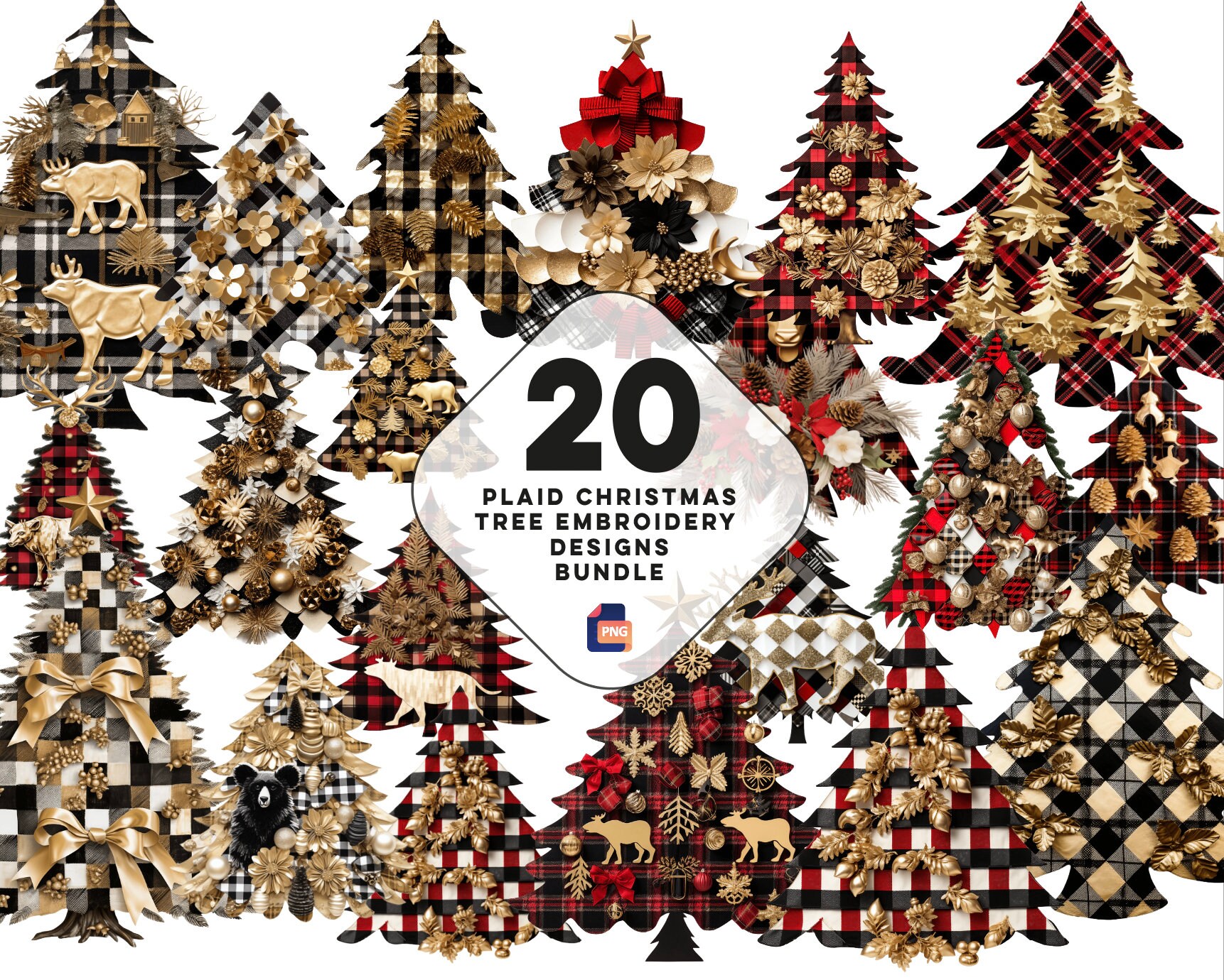 Christmas Trees Embroidery Design Embroidery Bundle Xmas Embroidery ...