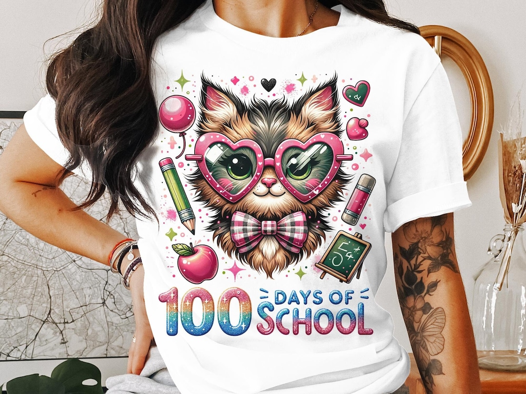 PNG 100 Days of School Cute Cat Digital Download, Kids Celebration ...