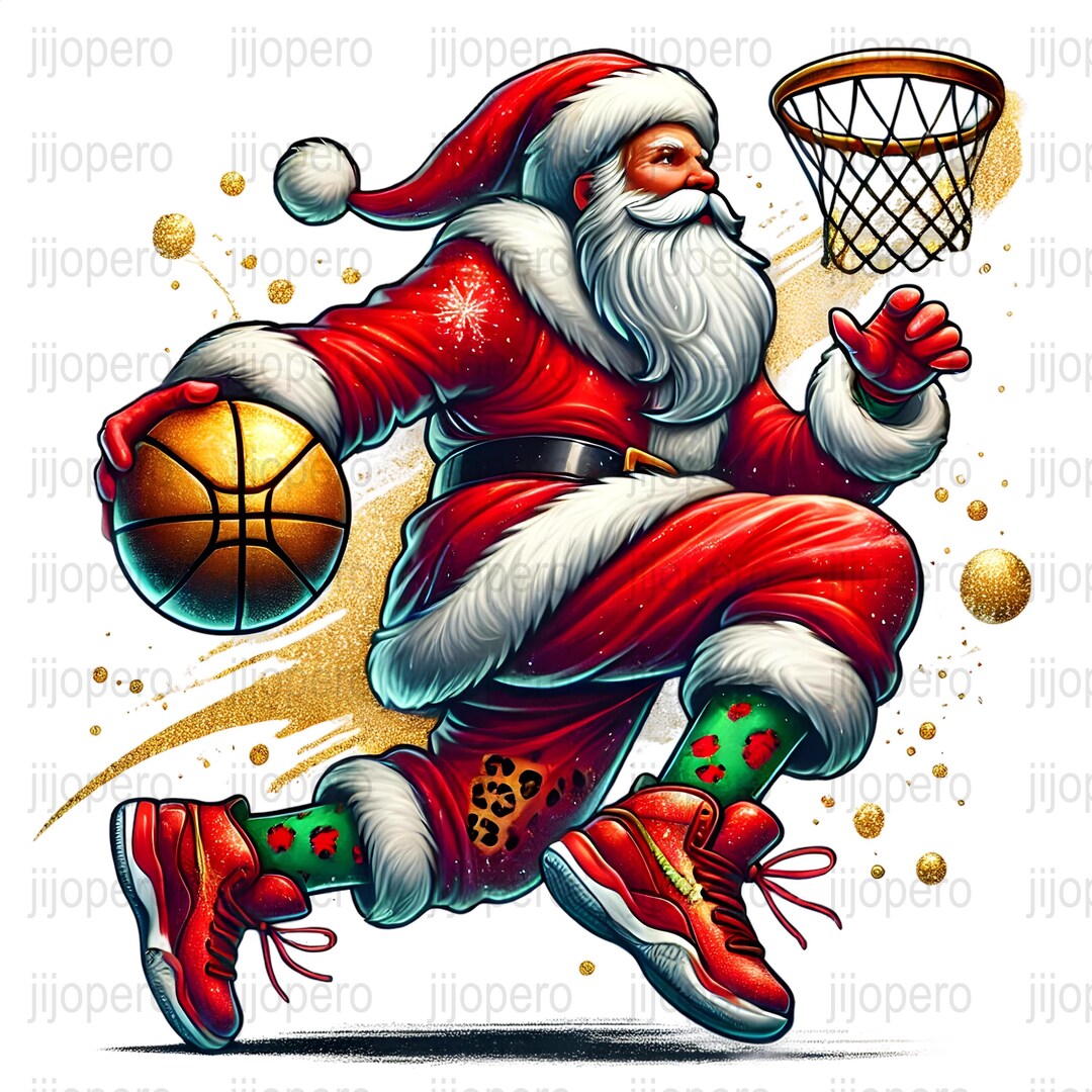 Santa Claus Basketball PNG Digital Download Christmas Sport Clipart ...