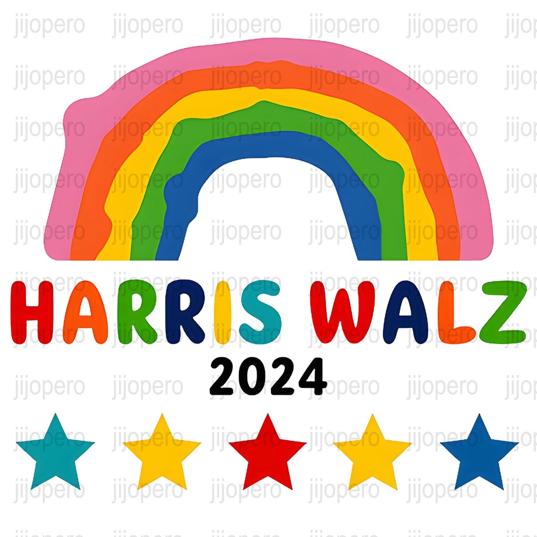 Harris Walz PNG 2024 Rainbow Digital Download, Kids Room Wall Art ...