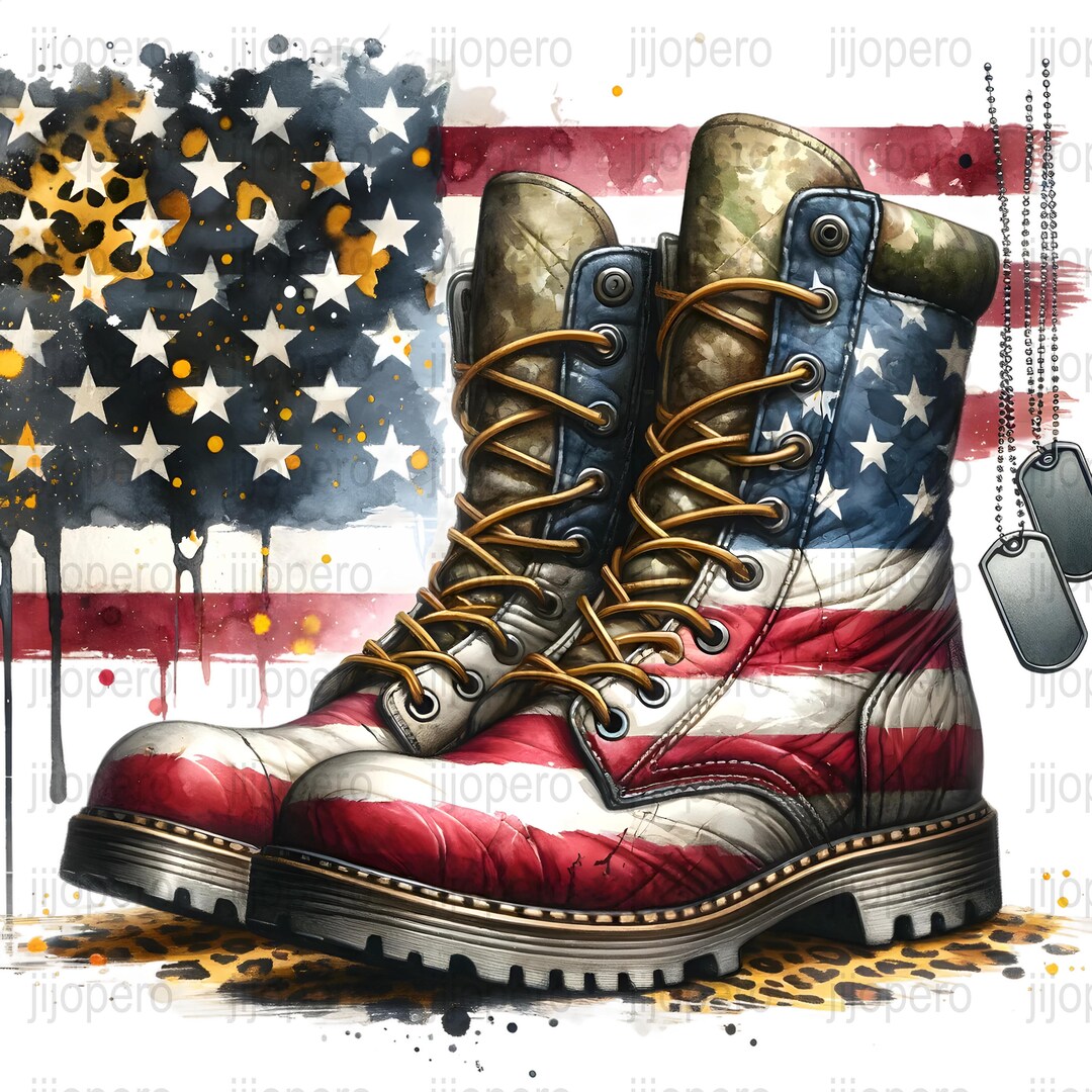 American Flag Boots Digital Art PNG, Patriotic Footwear Illustration ...