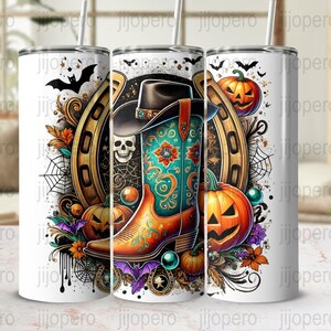 Western Halloween Digital Print, Cowboy Boot and Pumpkin Art, Spooky ...