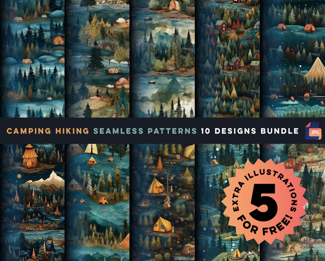 Camping Pattern Instant Download Digital Papers Camping Seamless Gift ...