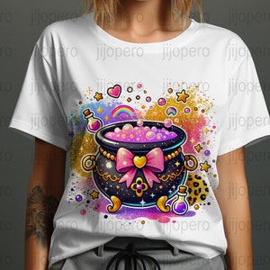 Halloween PNG, Sparkling Witch Cauldron Clipart, Magical Potion, Stars ...