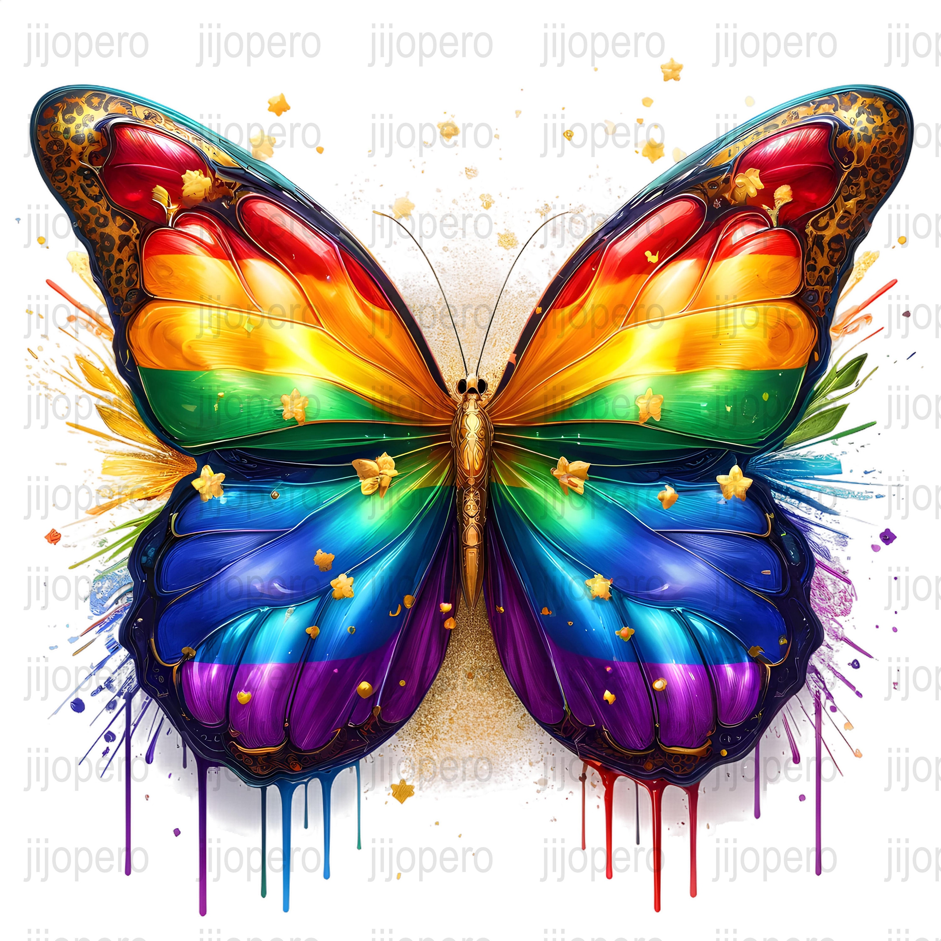 Pride Month PNG, Colorful Rainbow Butterfly Art, Instant Digital ...