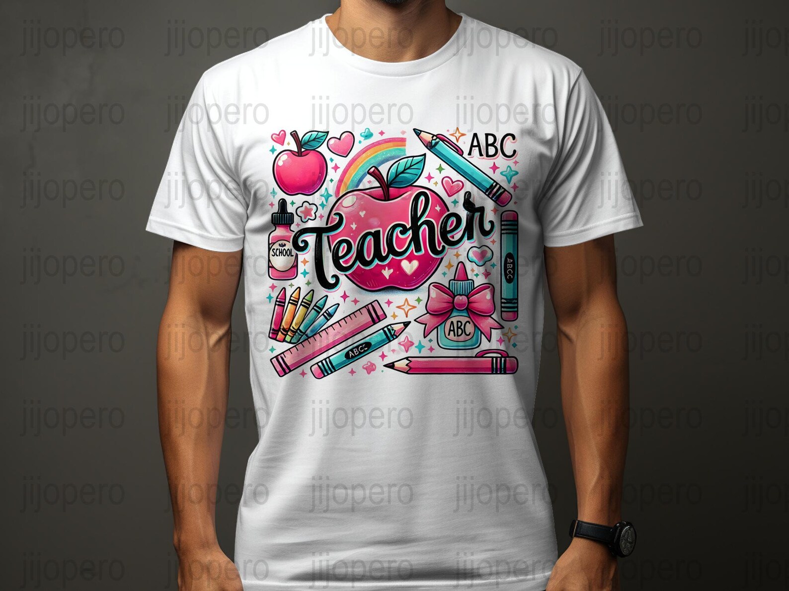 Back to School PNG, Teacher Apple Rainbow Pencils Digital Clipart ...