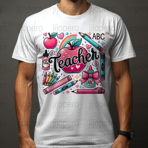 Back to School PNG, Teacher Apple Rainbow Pencils Digital Clipart ...