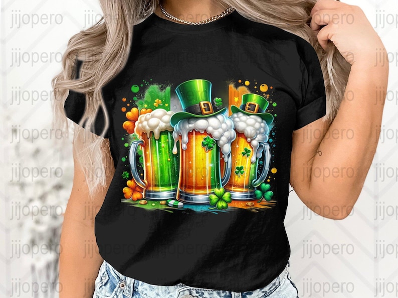 St. Patricks Day PNG Clipart, Irish Beer Glasses Digital, Shamrock ...