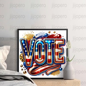 Patriotic Vote Text PNG, Red White Blue Digital Download, Election Day ...